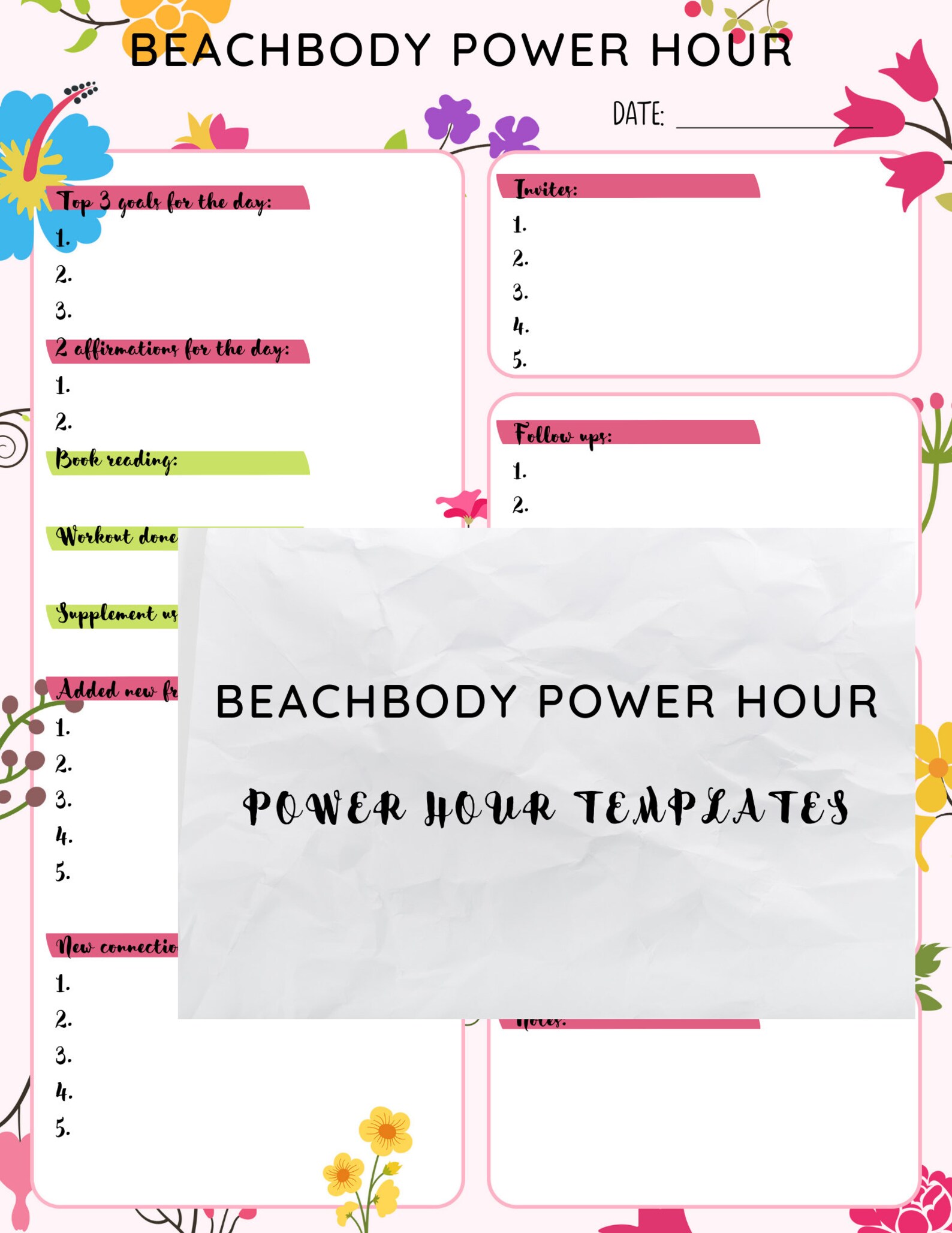 Beachbody Coach Power Hour Sheets Bundle - Etsy