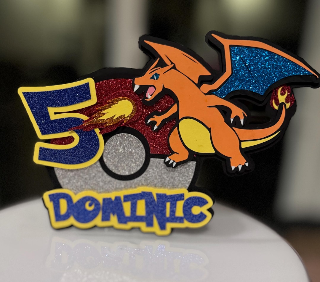 Pokemon Charizard, Pikachu, or Squirtle Birthday Cake Topper - Etsy