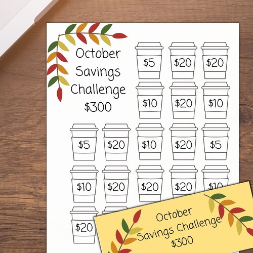 Fall Savings Challenge Printable Savings Goal Money - Etsy