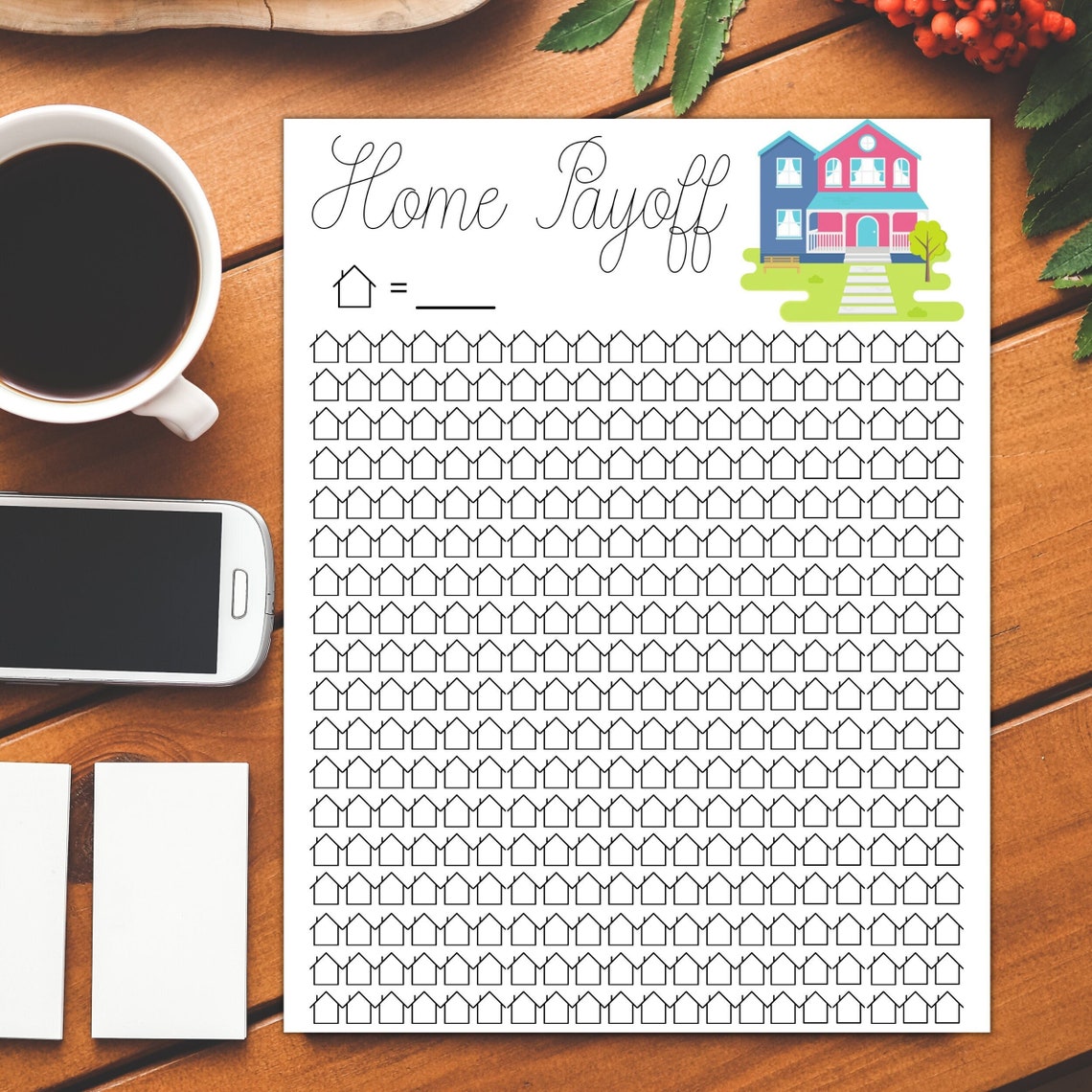Home Mortgage Payoff House Printable Savings Goal Money - Etsy