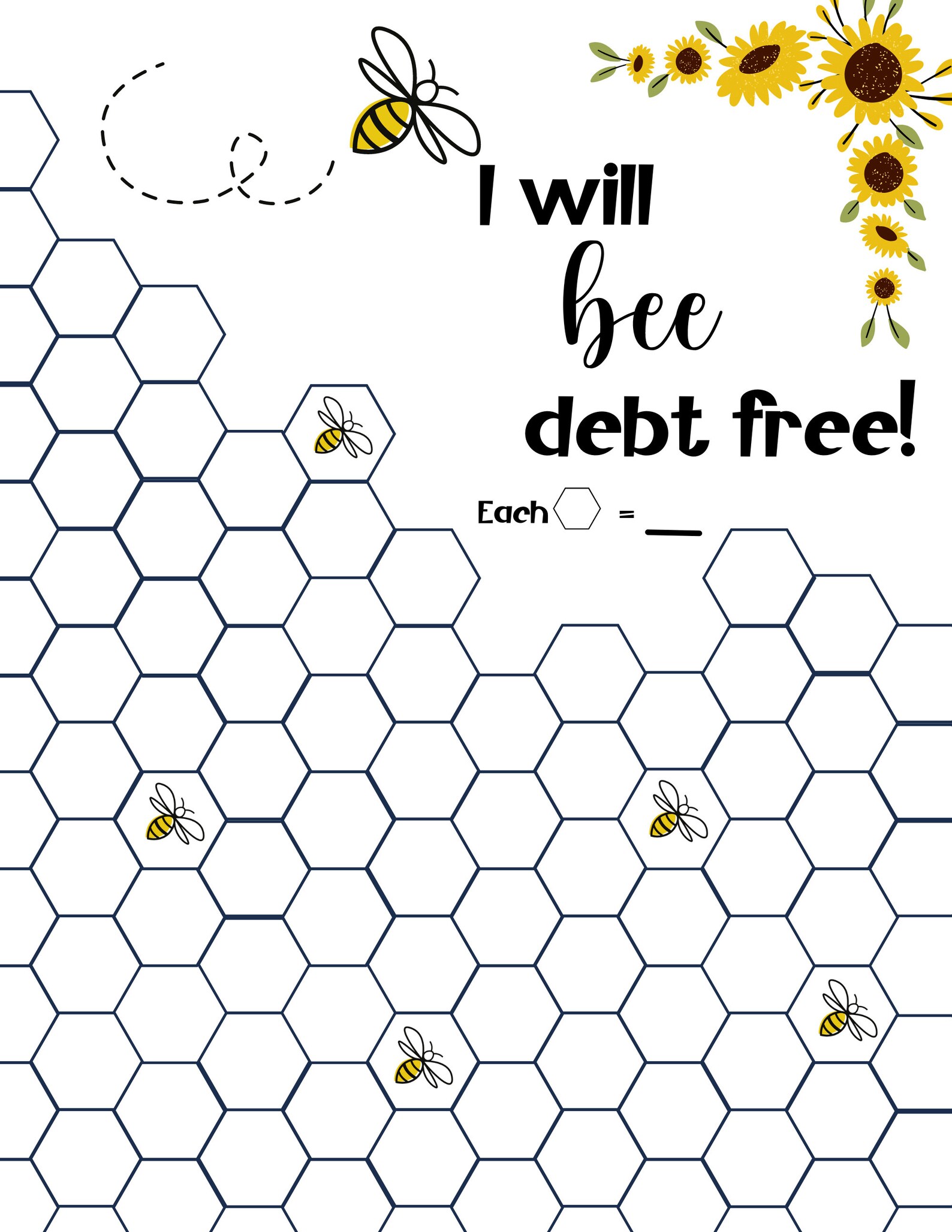 Debt Free Printable Tracker Bee Theme Beehive Loan Payoff - Etsy