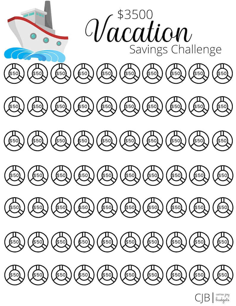 Cruise Vacation Savings Challenge, 3500 Cruise Savings Tracker, Vaction ...