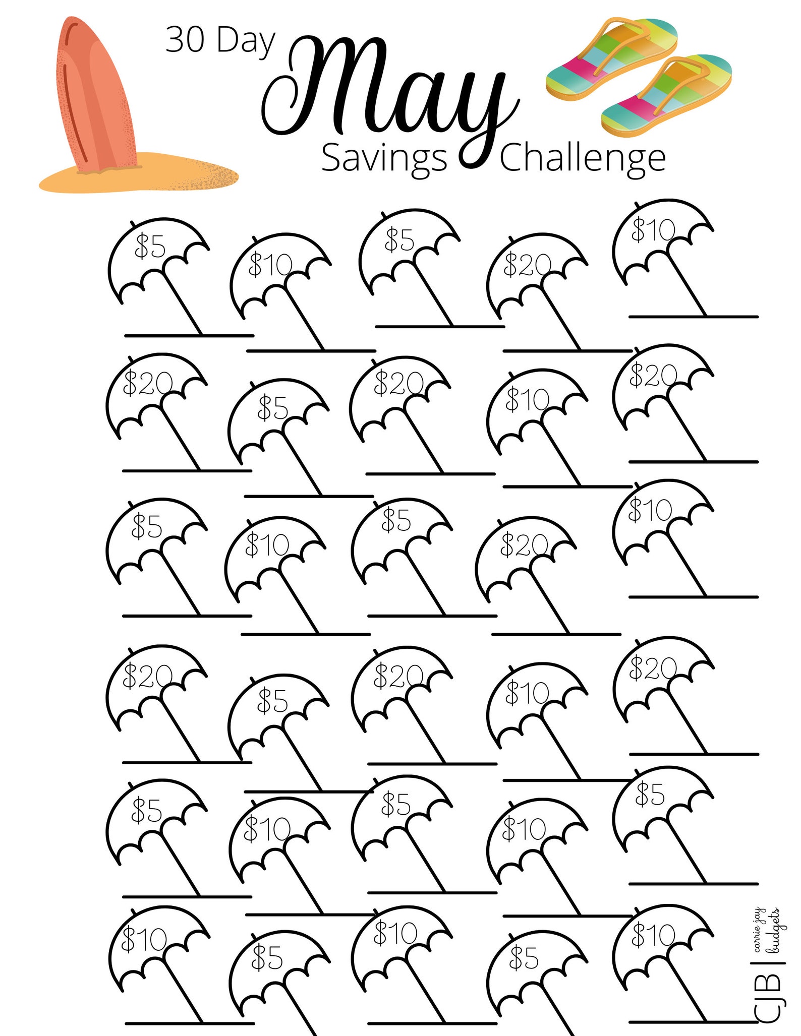 30 Day May Savings Challenge Printable Goal and Guide Money - Etsy