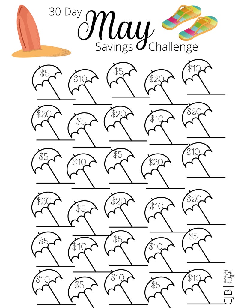 30 Day May Savings Challenge Printable Goal and Guide Money - Etsy