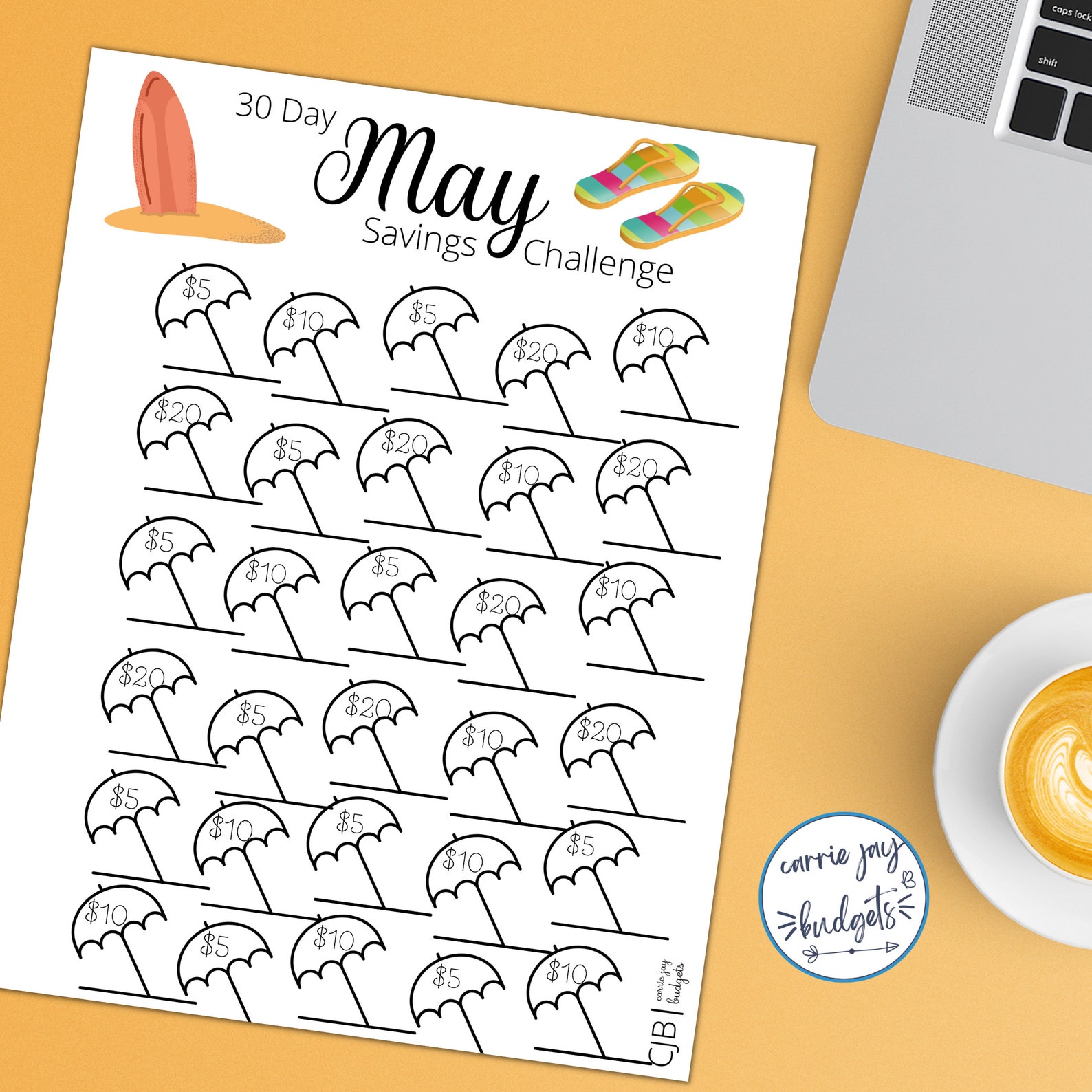 30 Day May Savings Challenge, Printable Goal and Guide, Money Challenge ...