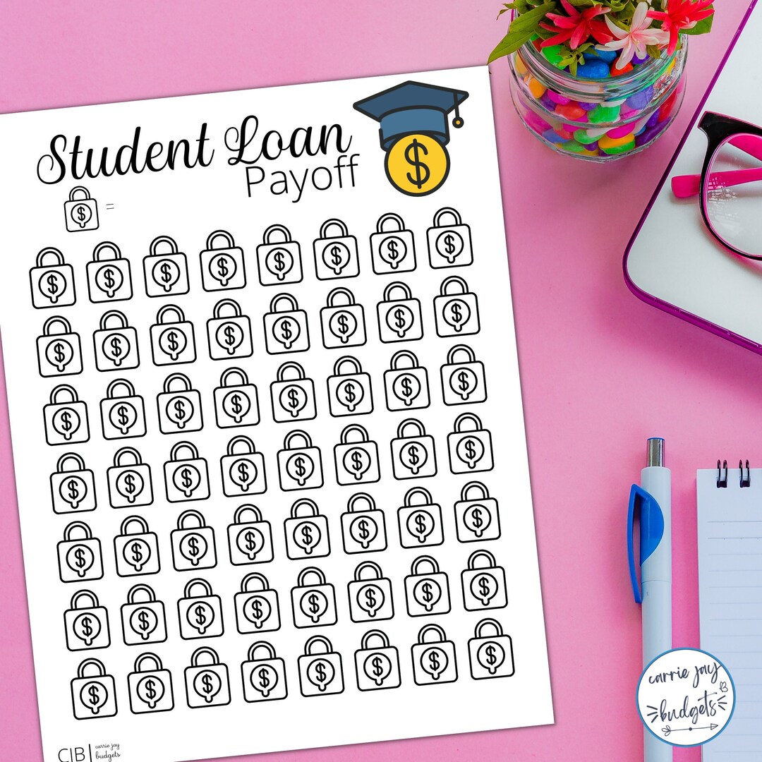 Student Loan Payoff Printable Tracker, Printable Goal, Money Challenge ...