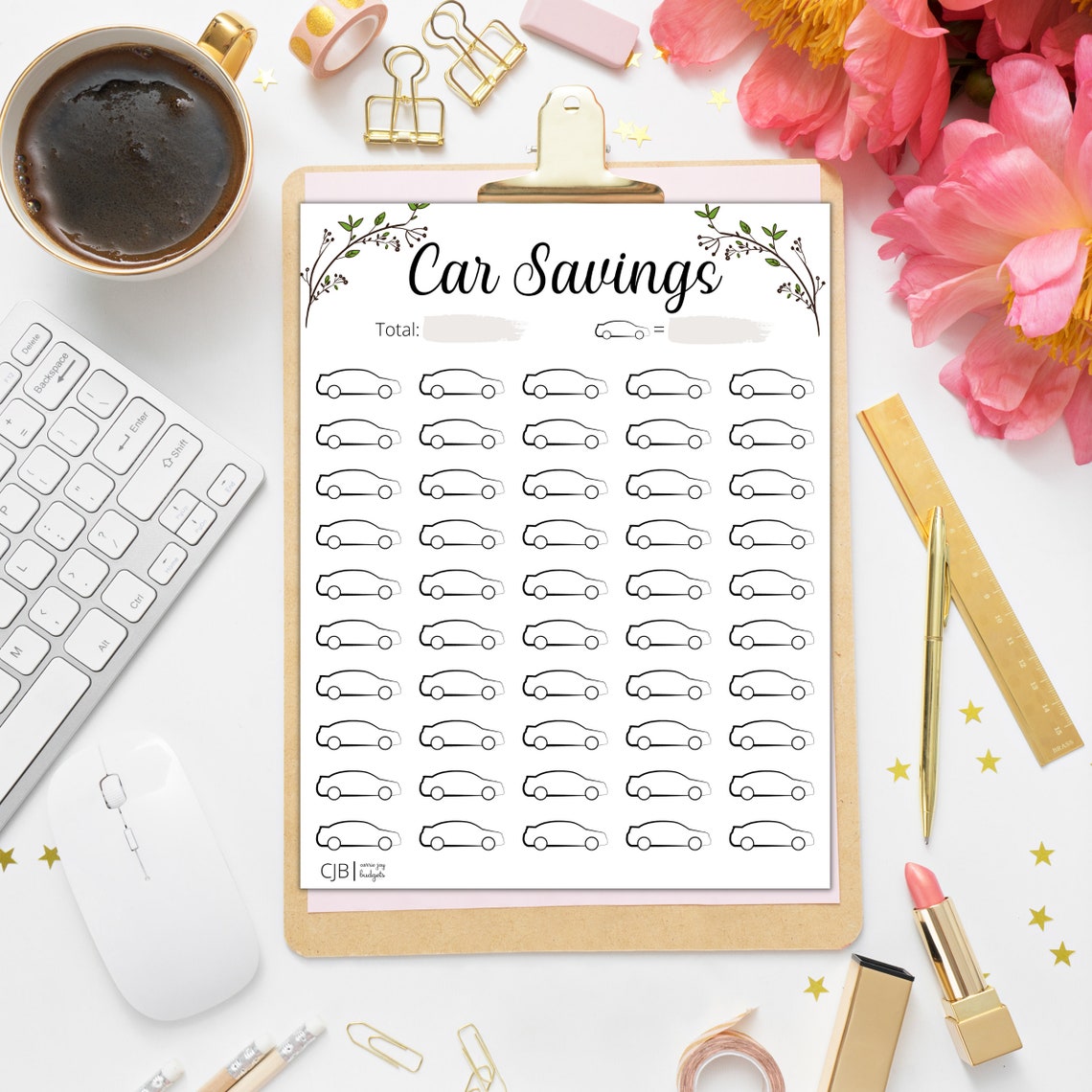 Car Savings Challenge Tracker Auto Printable Savings Goal | Etsy