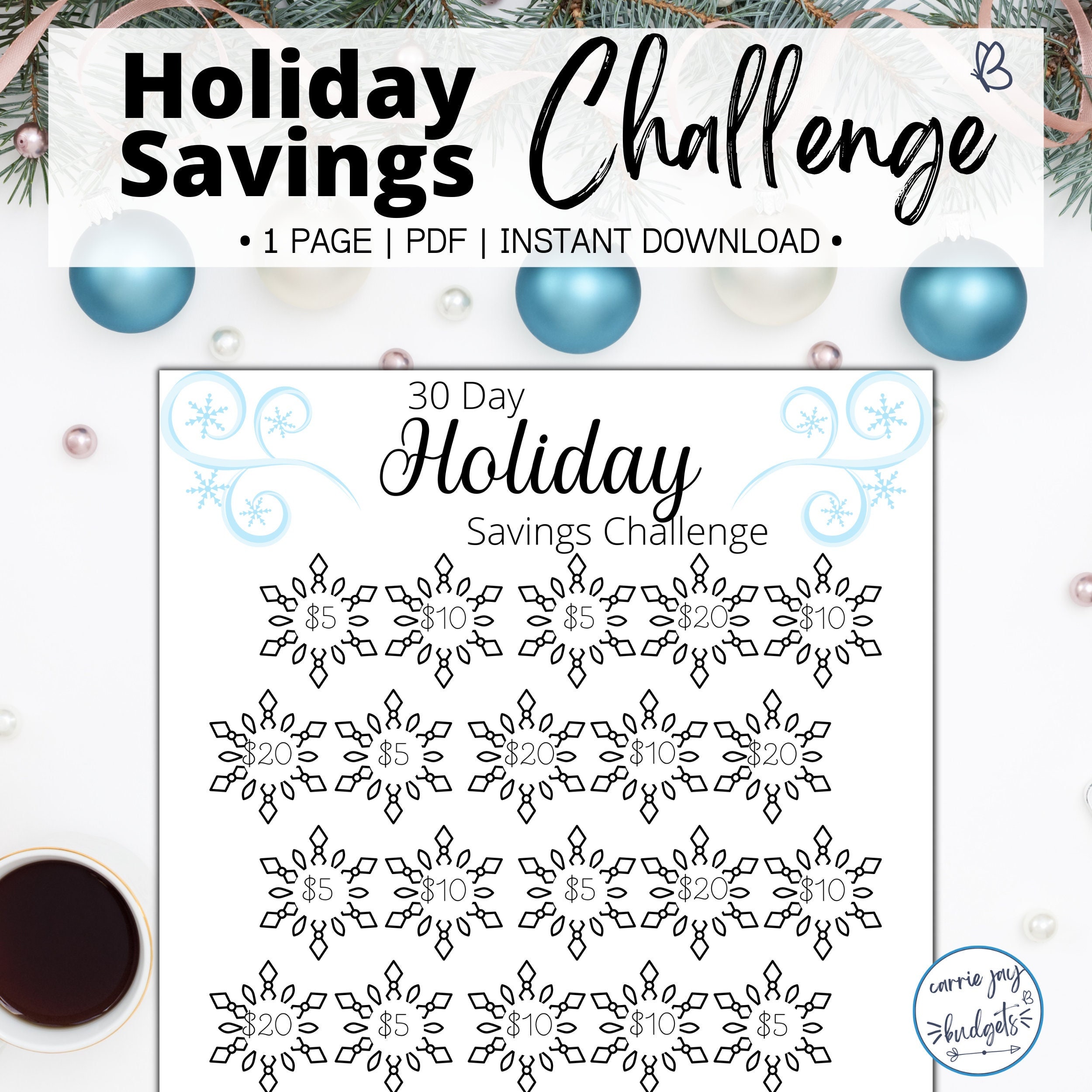 30 Day Holiday Savings Challenge Printable Goal and Guide - Etsy