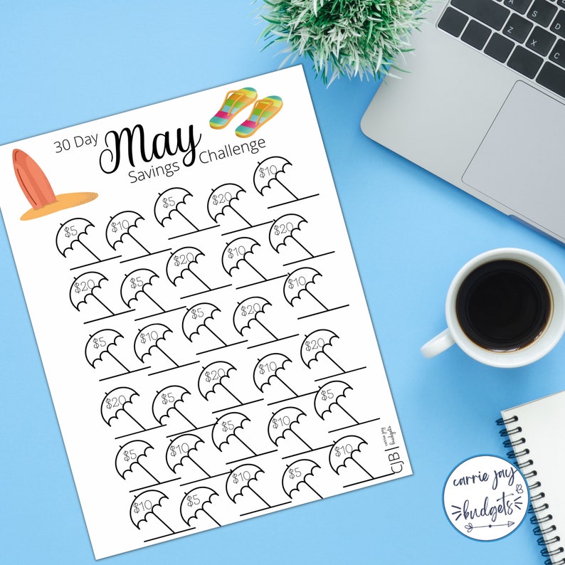 30 Day May Savings Challenge, Printable Goal and Guide, Money Challenge ...