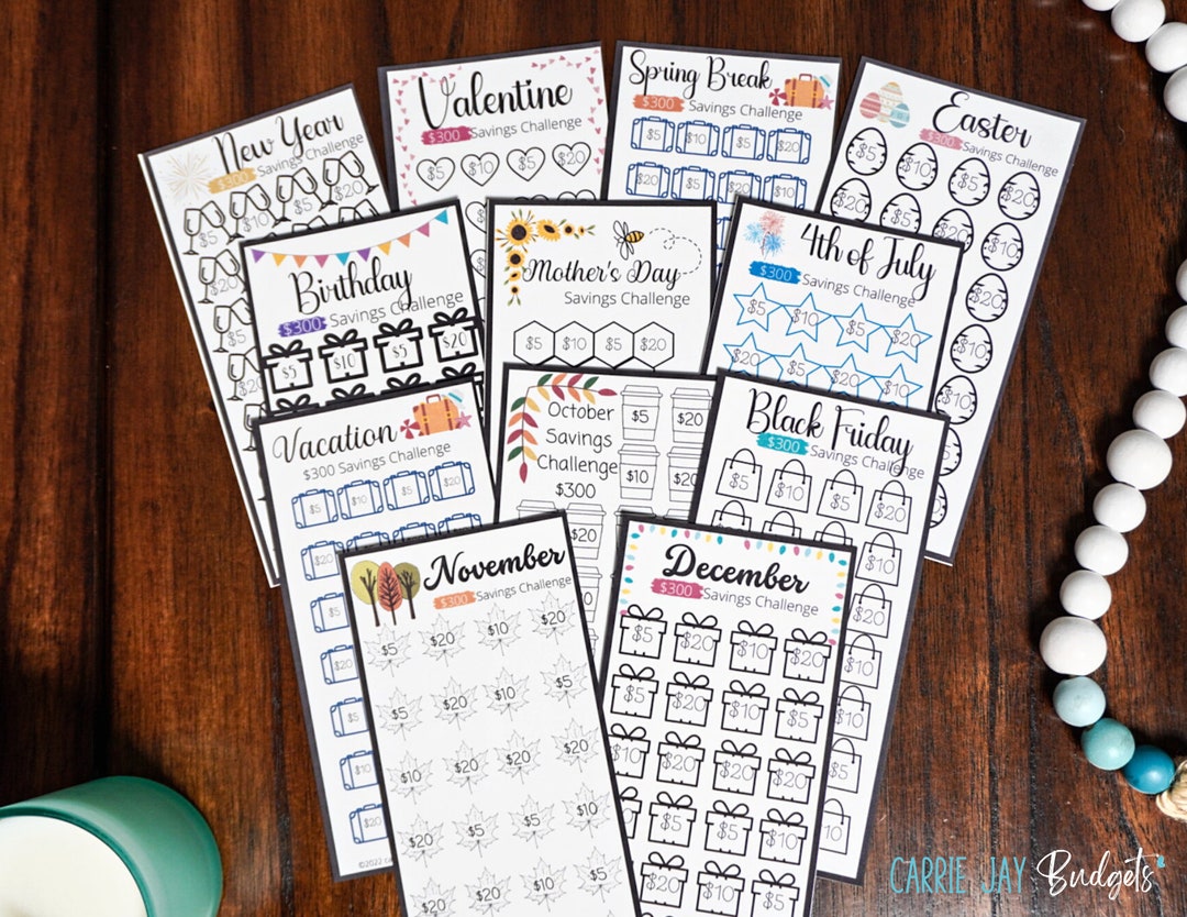 Monthly Savings Challenge Starter Set | Set of 12 Mini Savings ...