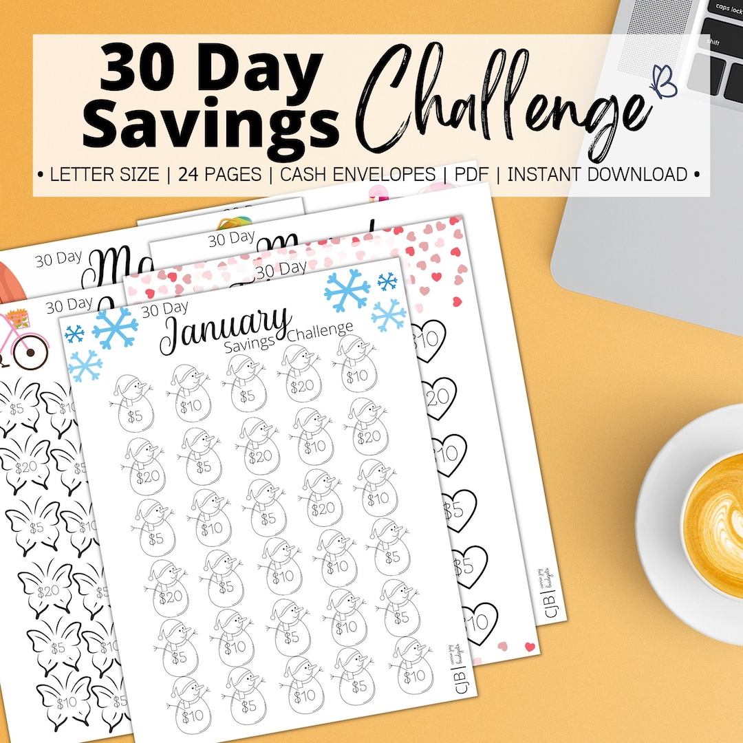 30-day Money Savings Challenge: Printable Budget Binder & Cash ...
