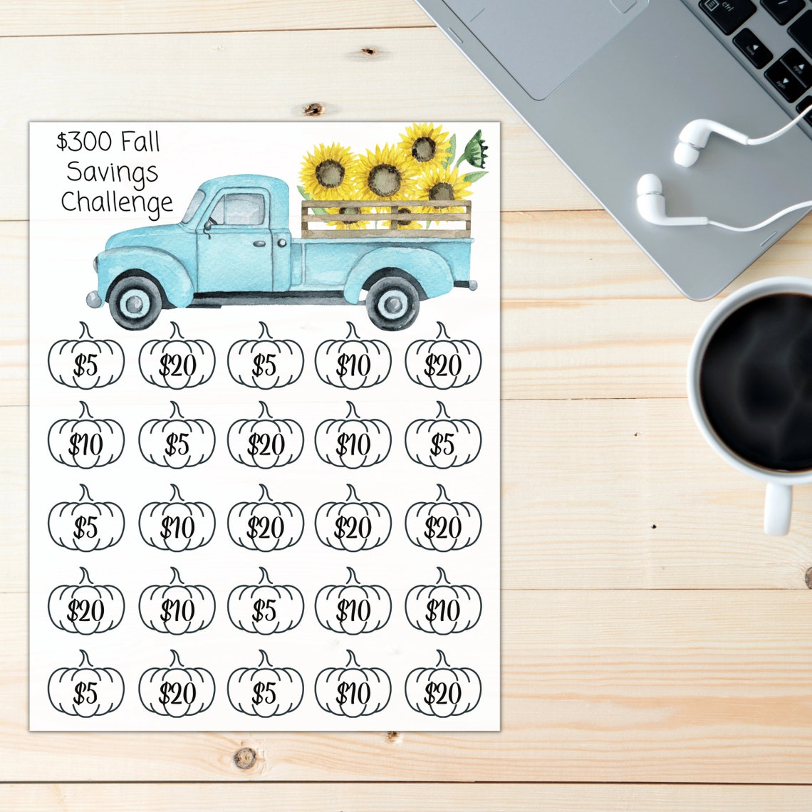 Fall Savings Challenge, Printable Savings Goal, Money Challenge, Budget ...