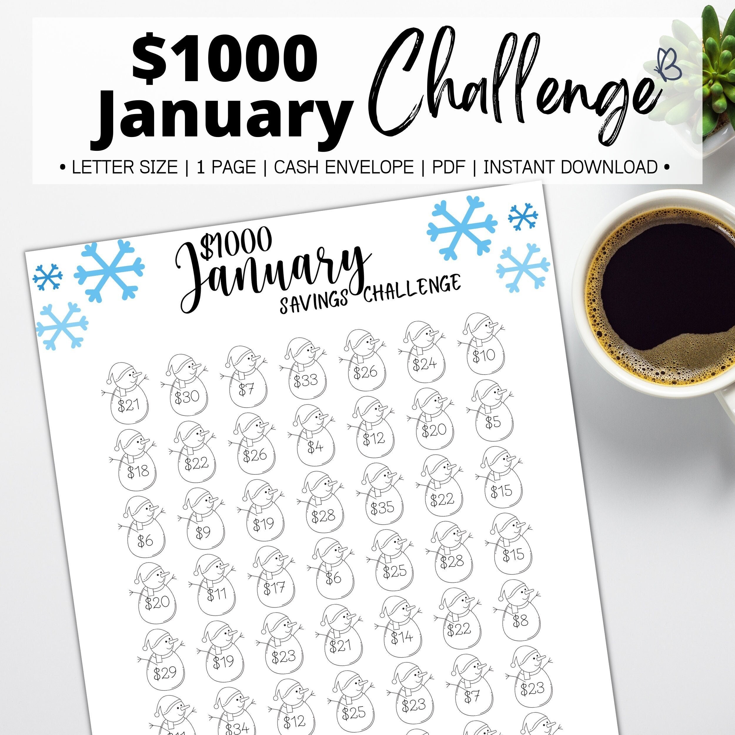 Money Savings Challenge Printable January Savings Challenge | Etsy