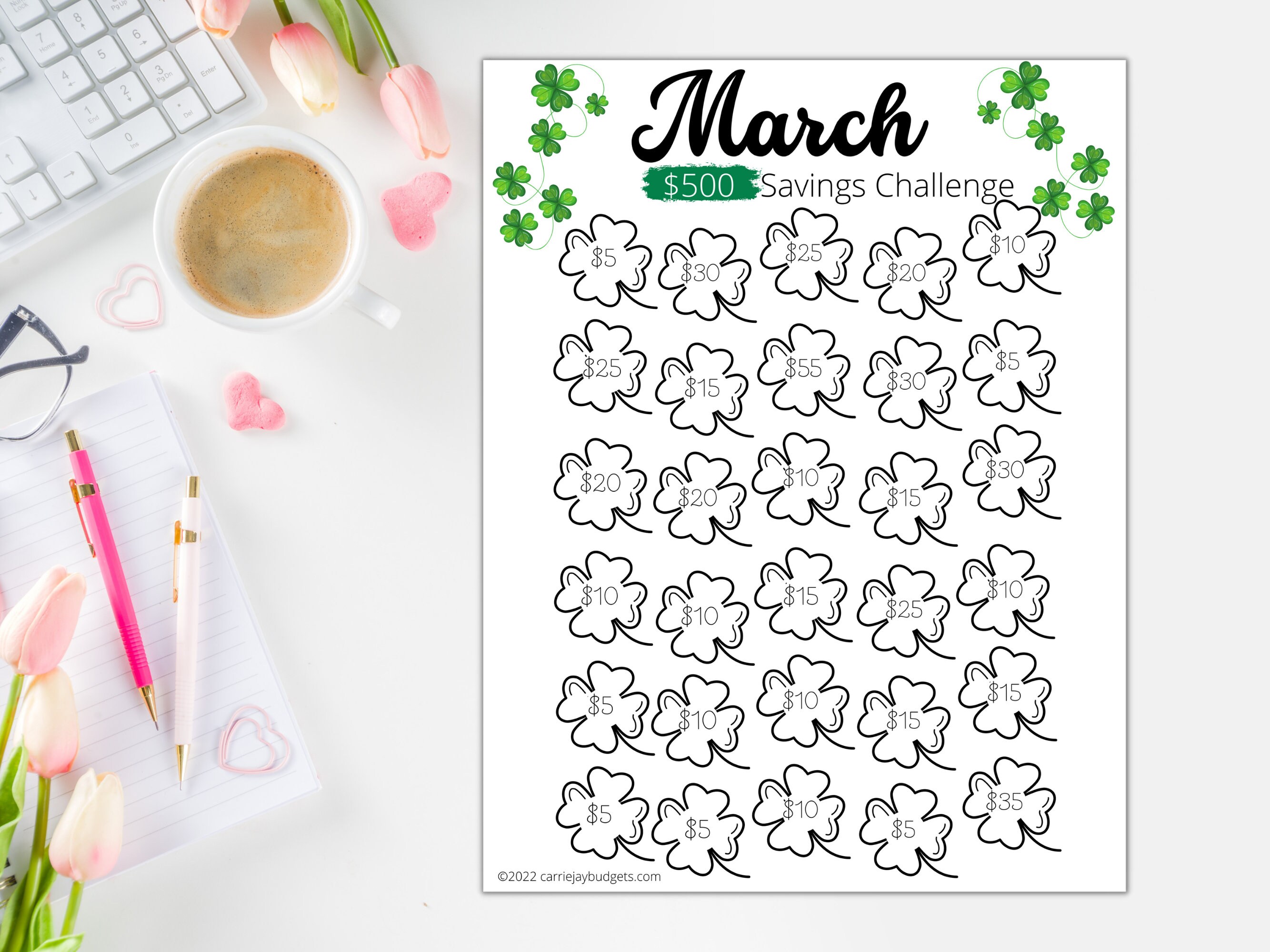 30 Day March Savings Challenge Printable Goal and Guide Save | Etsy UK