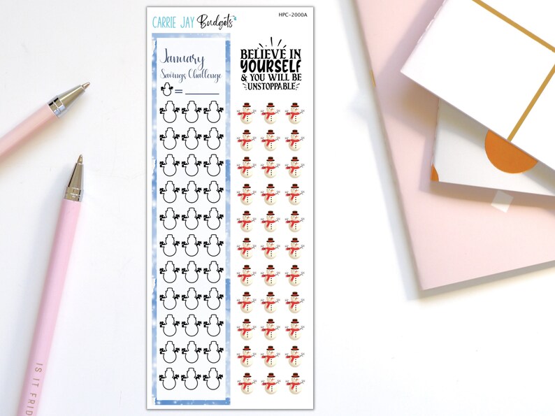 Planner Sticker Savings Challenge Full Sidebar | 12 Months | Savings ...