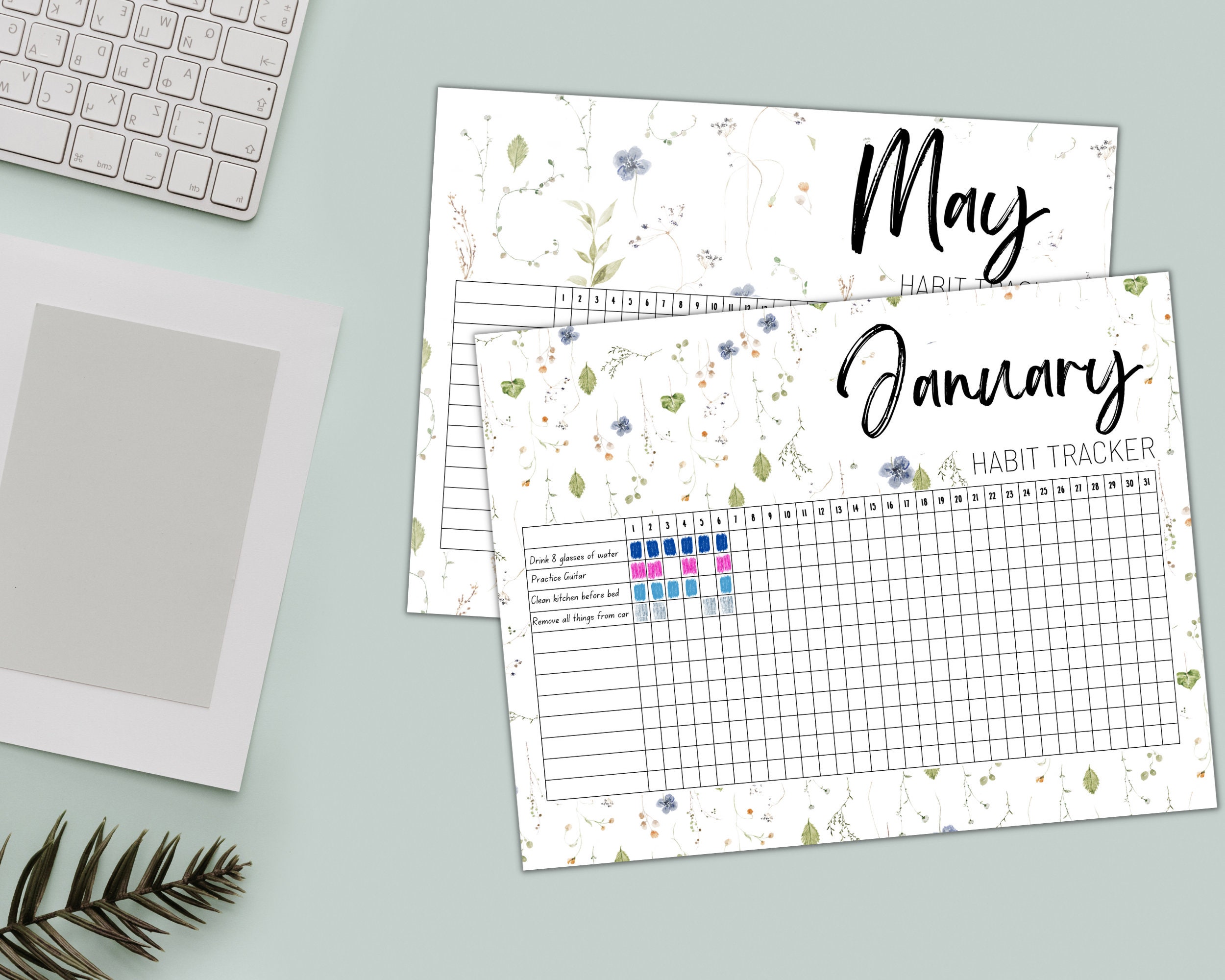 Habit Tracker Printable Floral Bullet Journal Monthly Habits - Etsy
