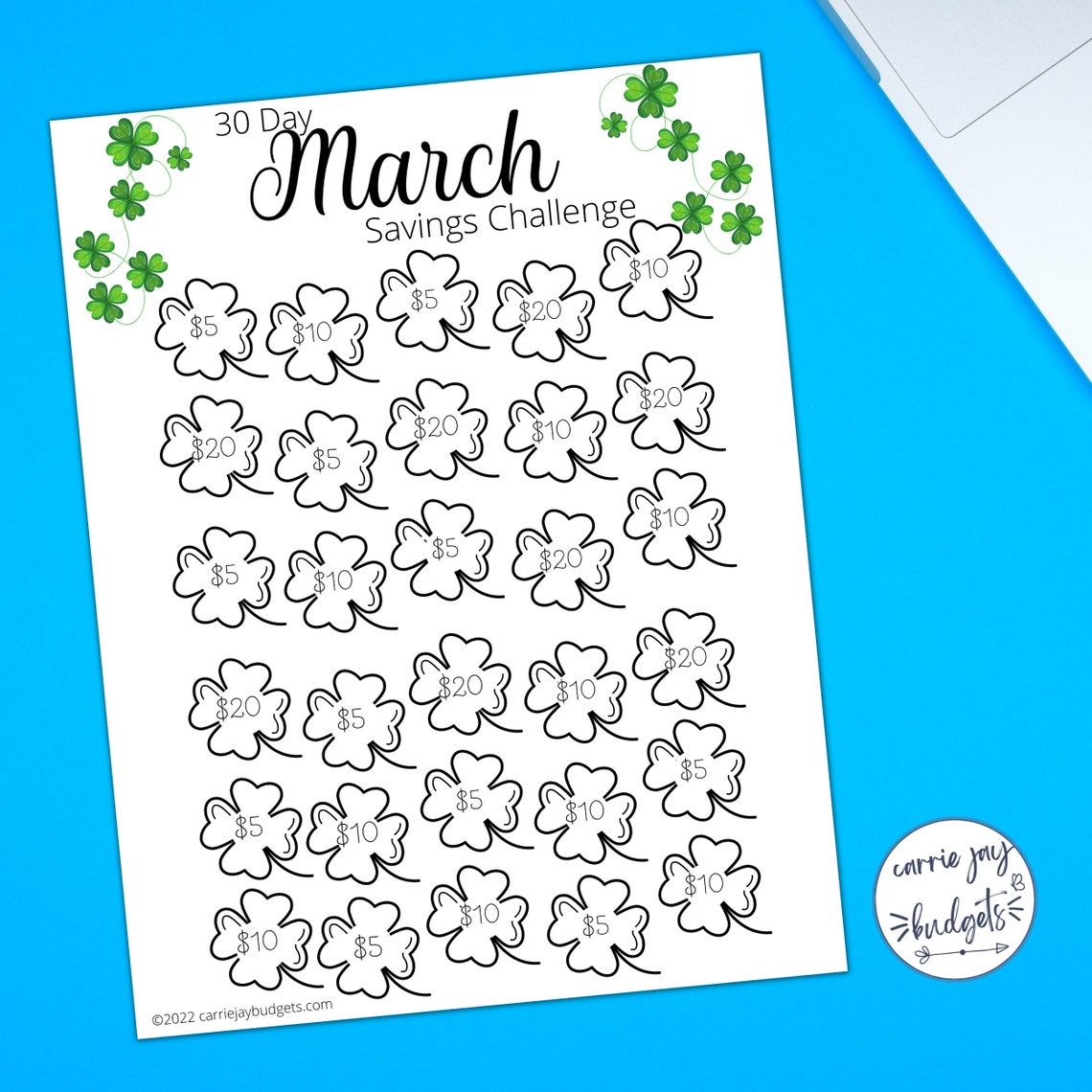 30 Day March Savings Challenge, Printable Goal and Guide, Money ...