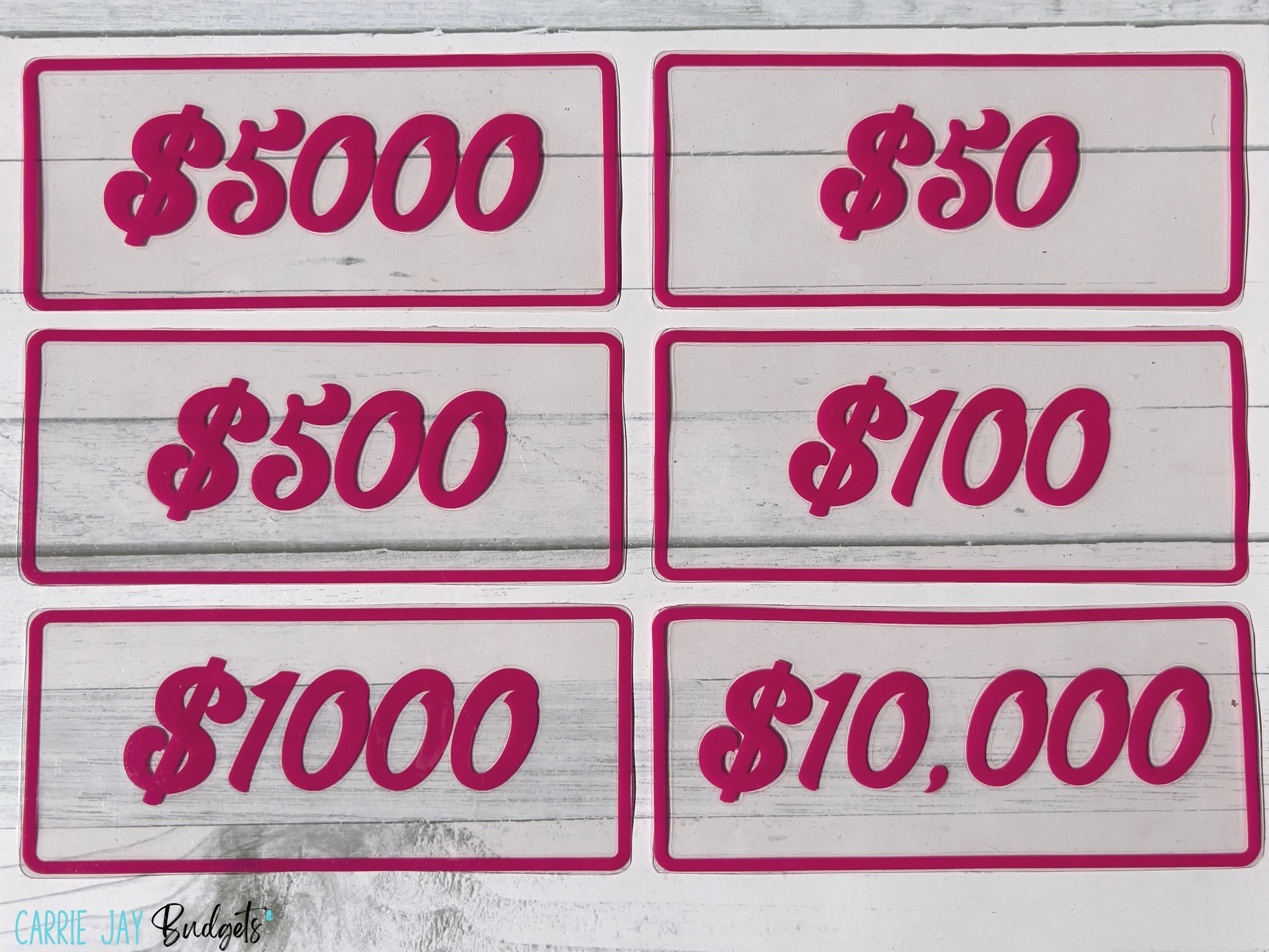 Holographic Retro Cash Stuffing Placeholder Slips Laminated Vinyl 50 ...