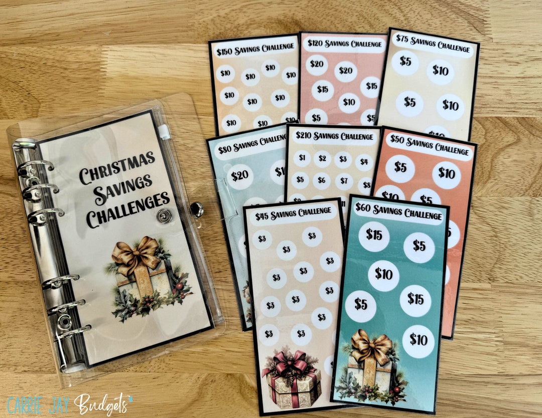 Christmas Low Income A6 Savings Challenge, 650 Dollar Savings, 8 Mini ...