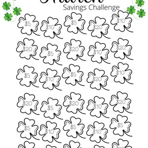 30 Day March Savings Challenge, Printable Goal and Guide, Money ...