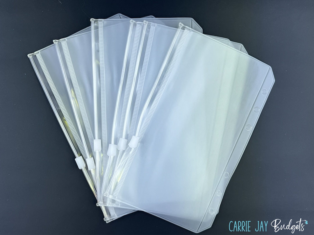 A6 Cash Envelopes | Budget Binder Plastic Envelopes | 6 Hole Zipper ...