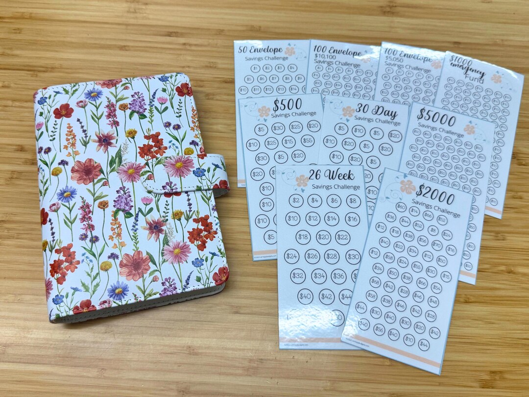 Floral Savings Challenge Starter Set With Lovely A6 Binder | Set of 9 ...
