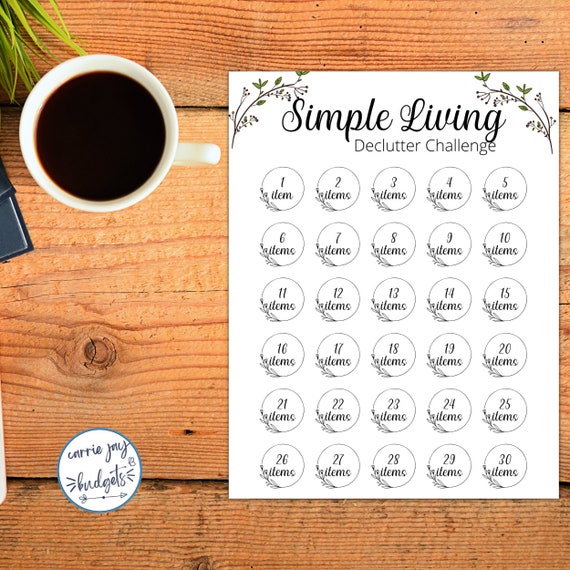 Decluttering Challenge Printable Minimalist Goal and Guide - Etsy