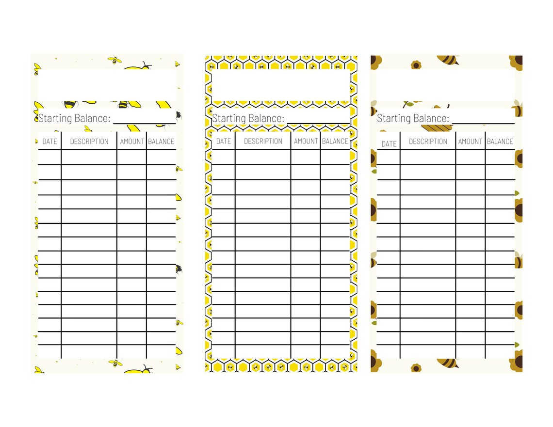 Cash Envelope Tracker Printable Bee Themed Budget Insert - Etsy