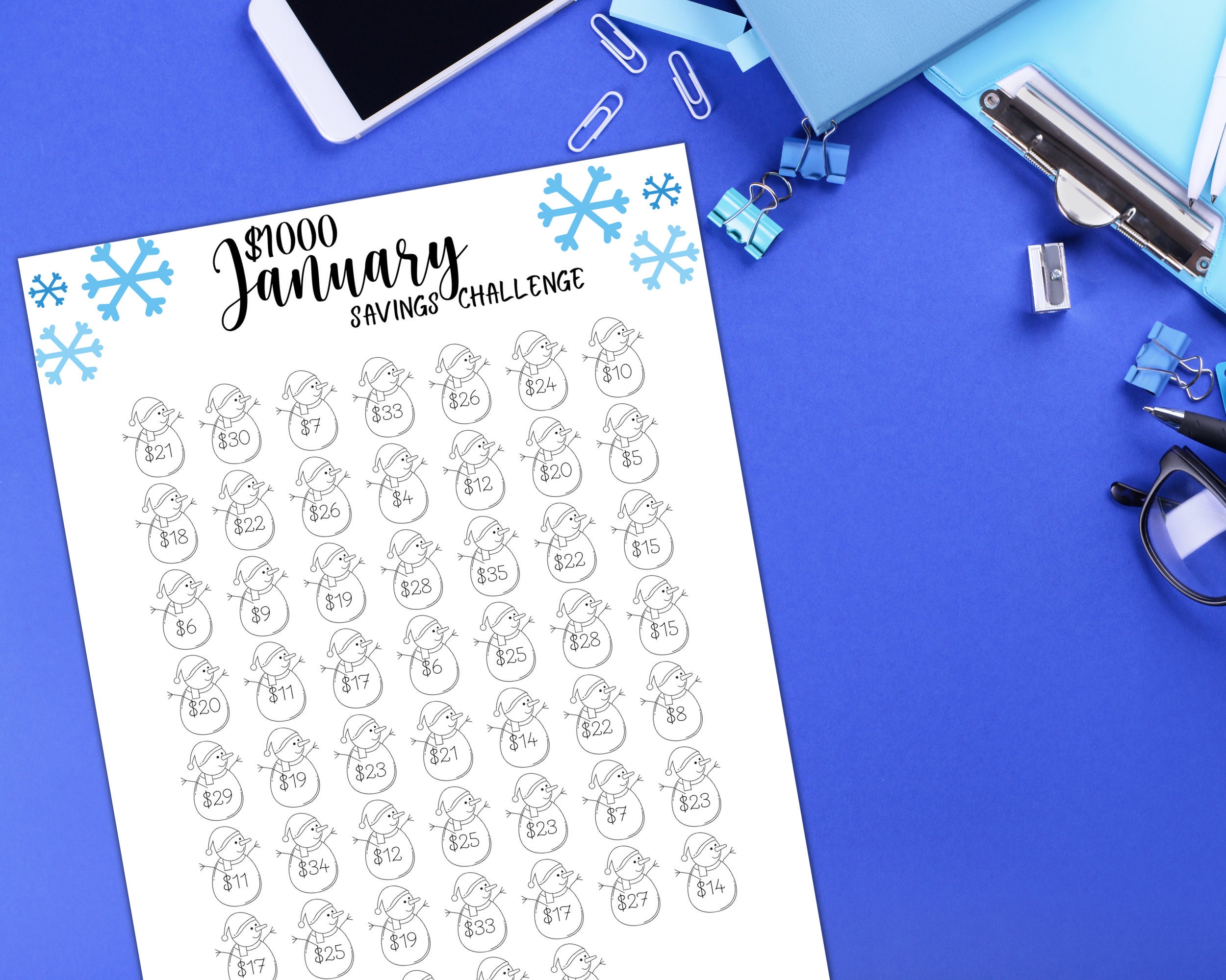 Money Savings Challenge Printable January Savings Challenge | Etsy