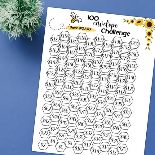 100 Envelope Challenge Tracker Printable Savings Goal Money - Etsy