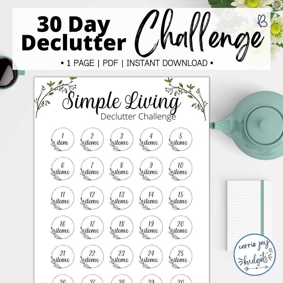 Minimalist Declutter Printable Simple Living Challenge - Etsy