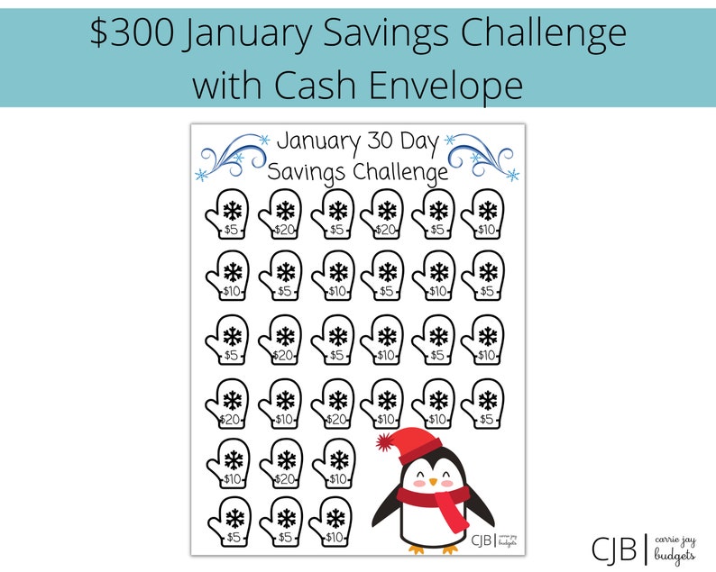 30 Day January Savings Challenge, Printable Goal and Guide, Money ...