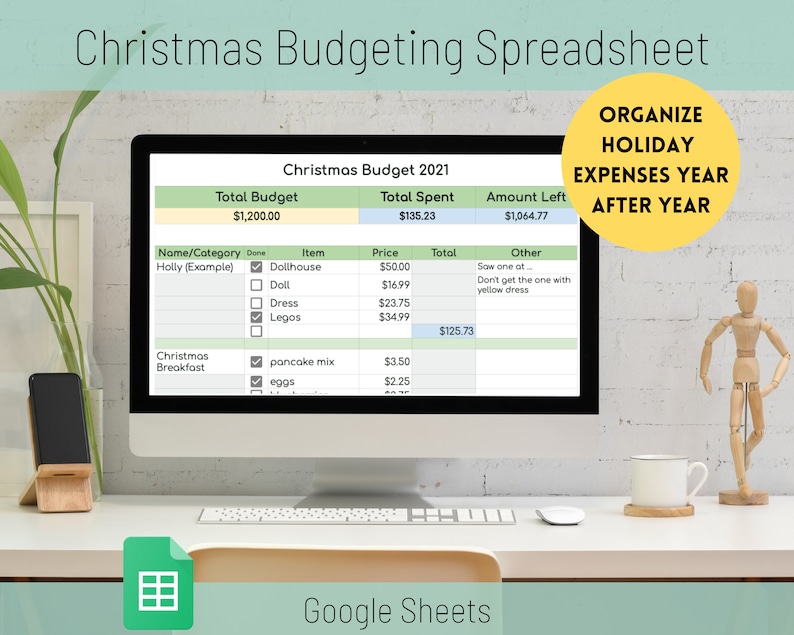 Simple Christmas Gift Tracker and Budget Template Spreadsheet - Etsy