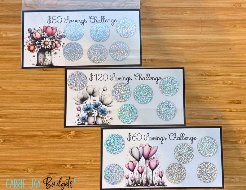 Floral Scratch off Savings Challenge Binder, Scratch off Cards, Cash ...