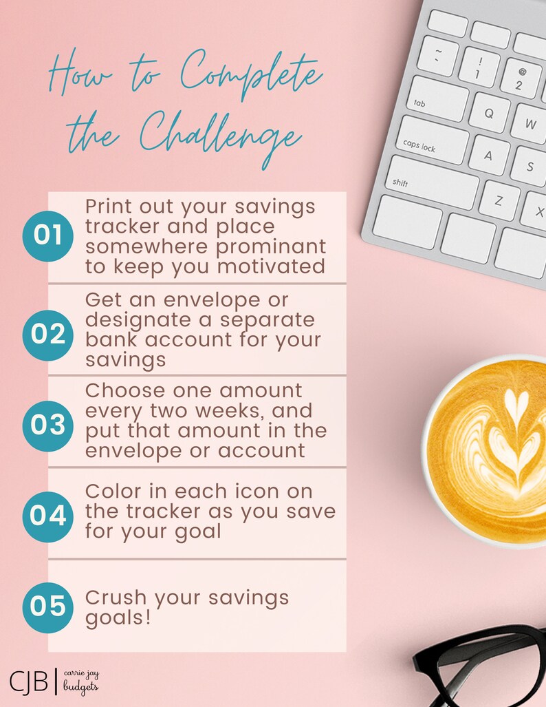 26 Week Savings Challenge, Printable Goal and Guide, Money Savings ...
