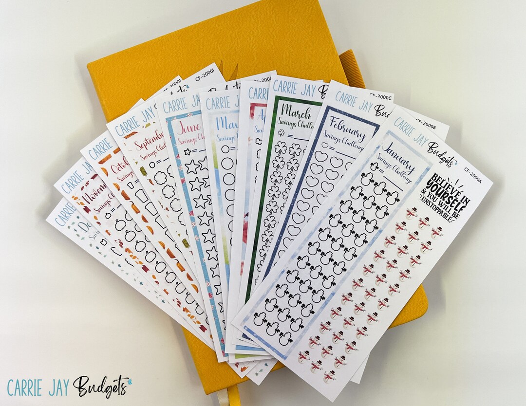 Planner Sticker Savings Challenge Full Sidebar | 12 Months | Savings ...