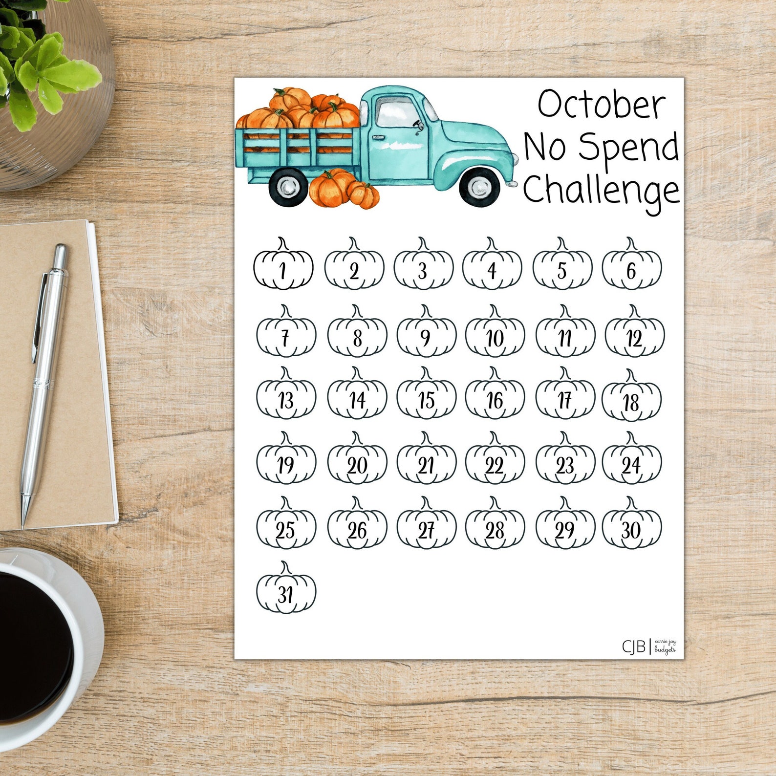 October No Spend Challenge Tracker, Printable Savings Challenge, Dave ...
