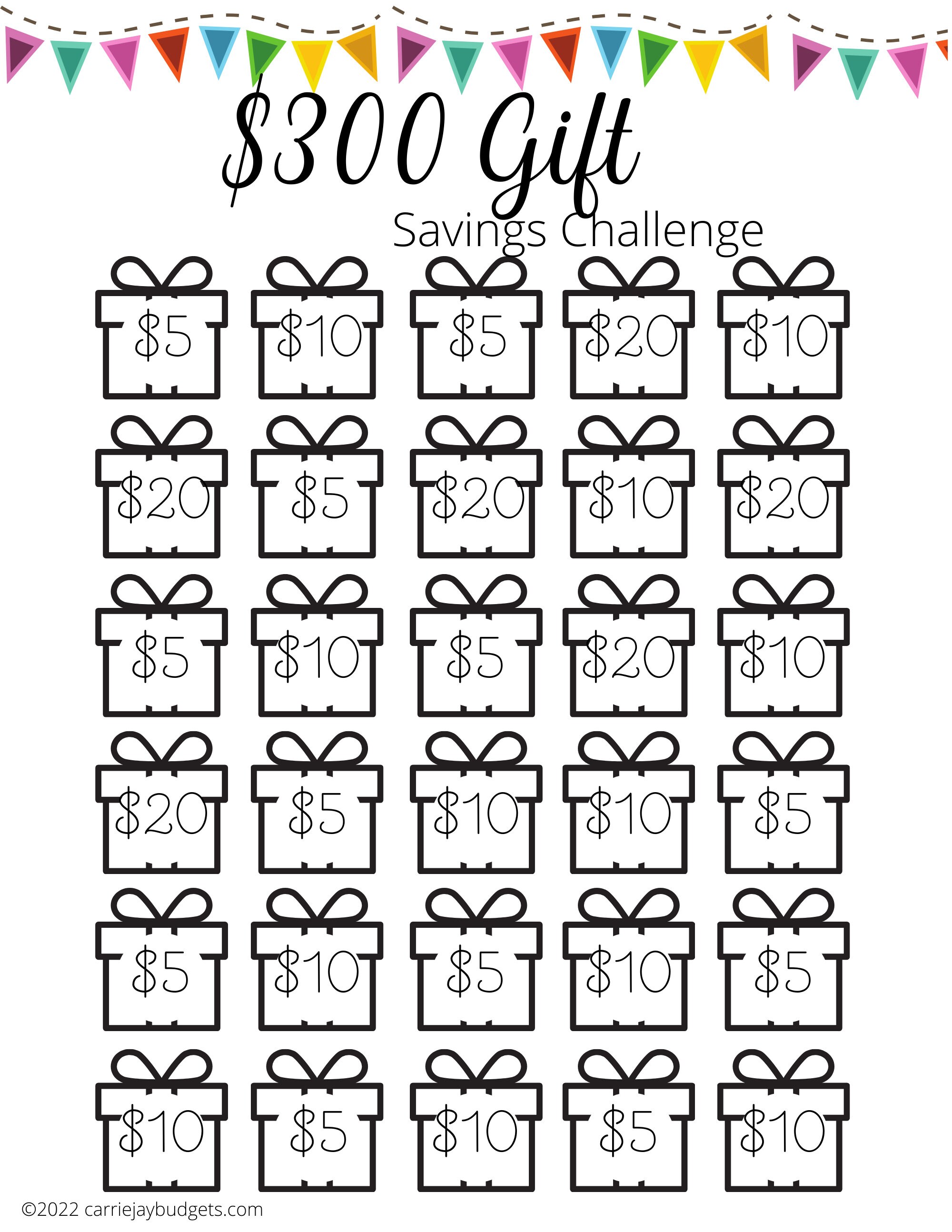 Gift Savings Challenge, Gift Printable Goal and Guide, Money Challenge ...