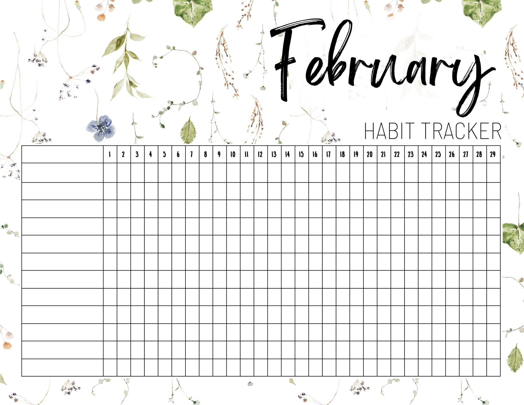 Habit Tracker Printable Floral Bullet Journal Monthly Habits - Etsy