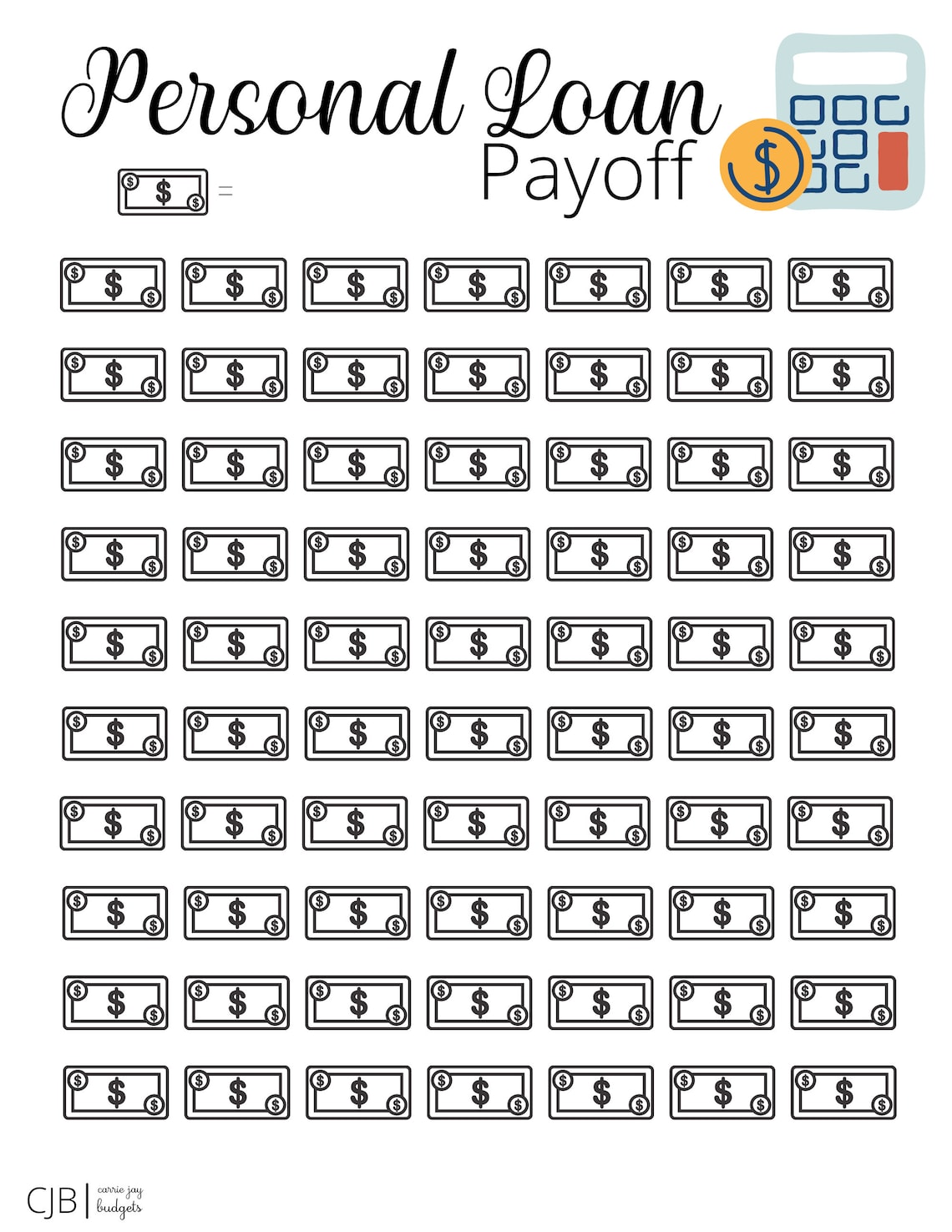 Personal Loan Payoff Printable Tracker, Printable Goal, Money Challenge ...
