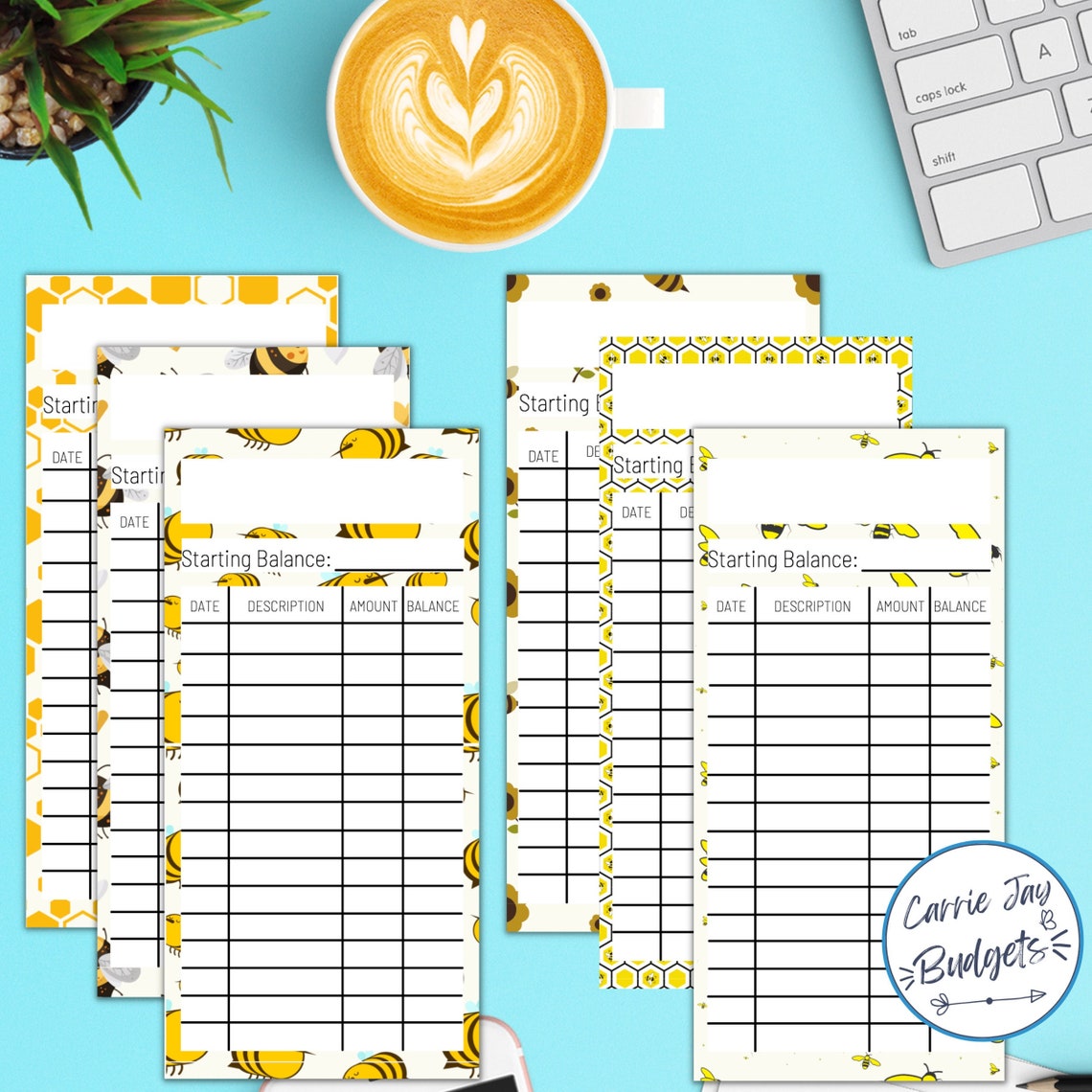 Cash Envelope Tracker Printable Bee Themed Budget Insert - Etsy