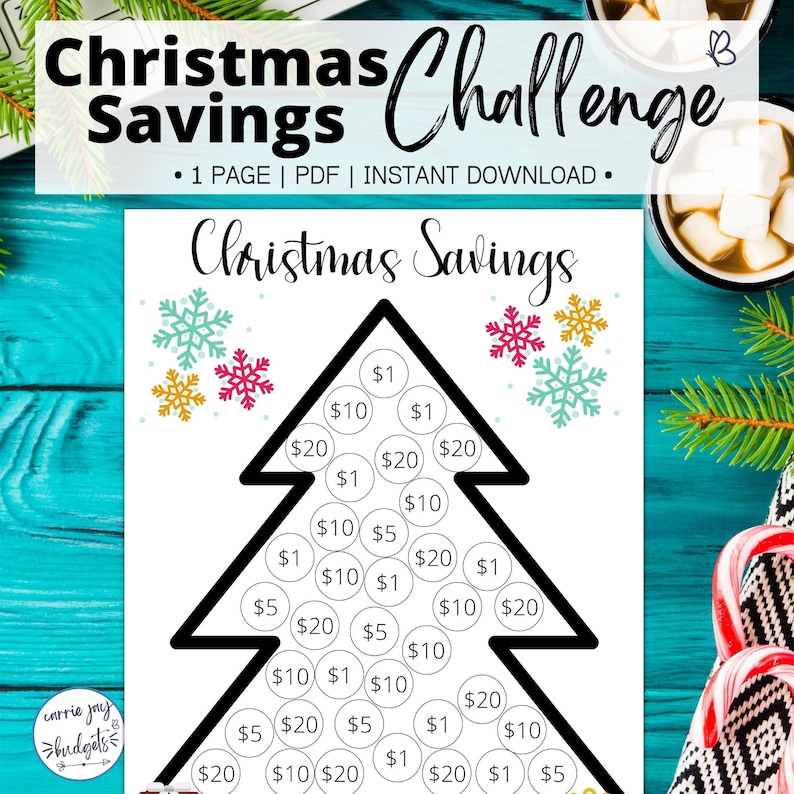 Christmas Savings Challenge Printable Goal and Guide Money - Etsy