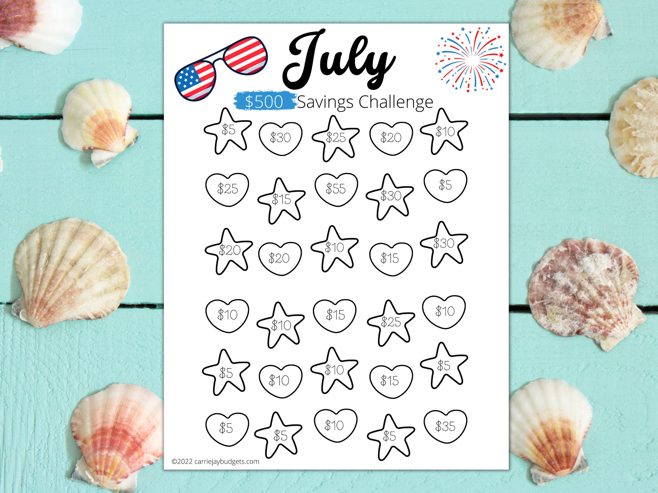 30 Day July Savings Challenge Save 500 Printable Goal and - Etsy