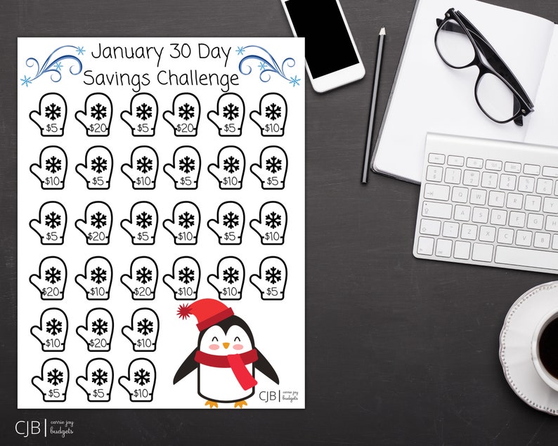 30 Day January Savings Challenge Printable Goal and Guide | Etsy