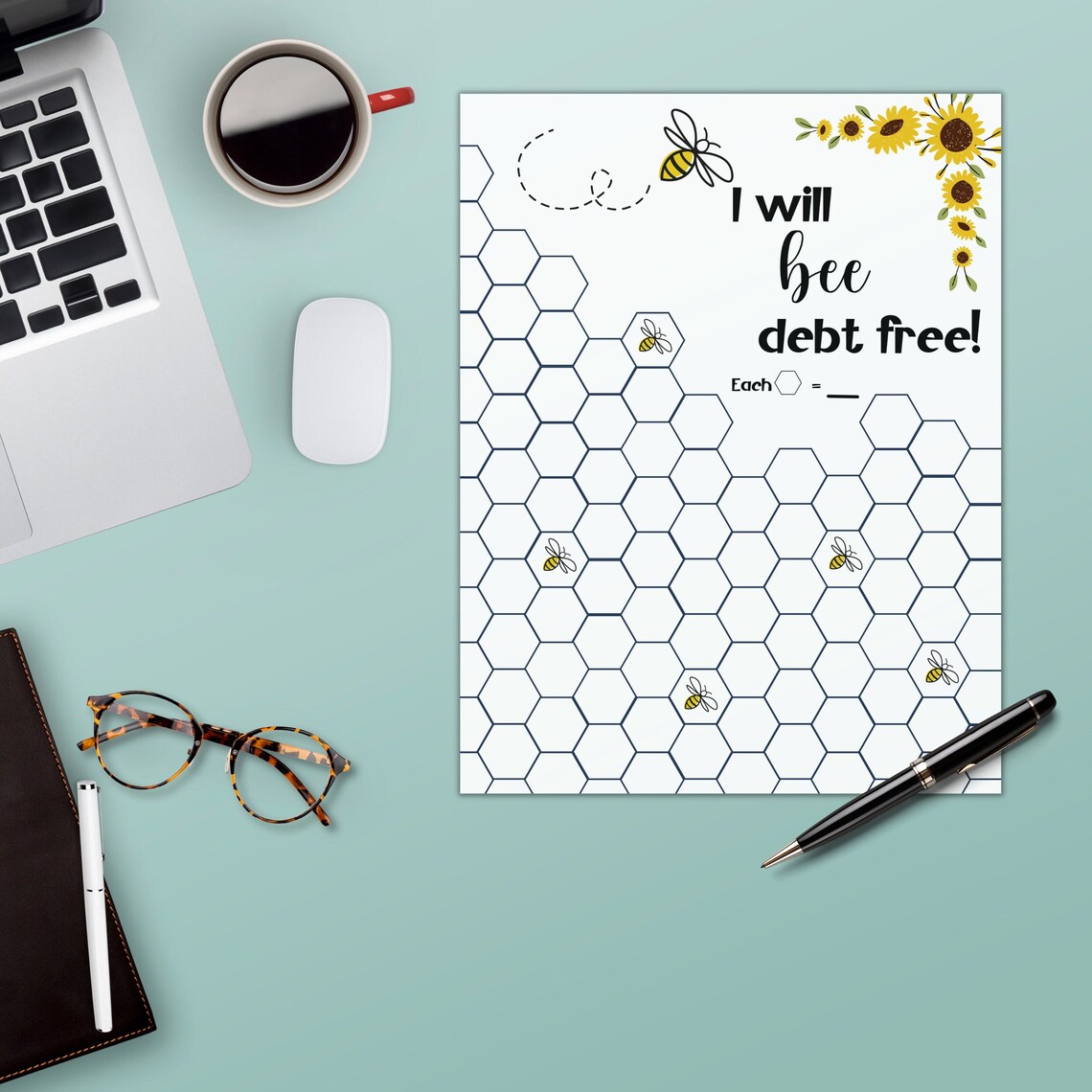 Debt Free Printable Tracker, Bee Theme Beehive, Loan Payoff, Debt ...