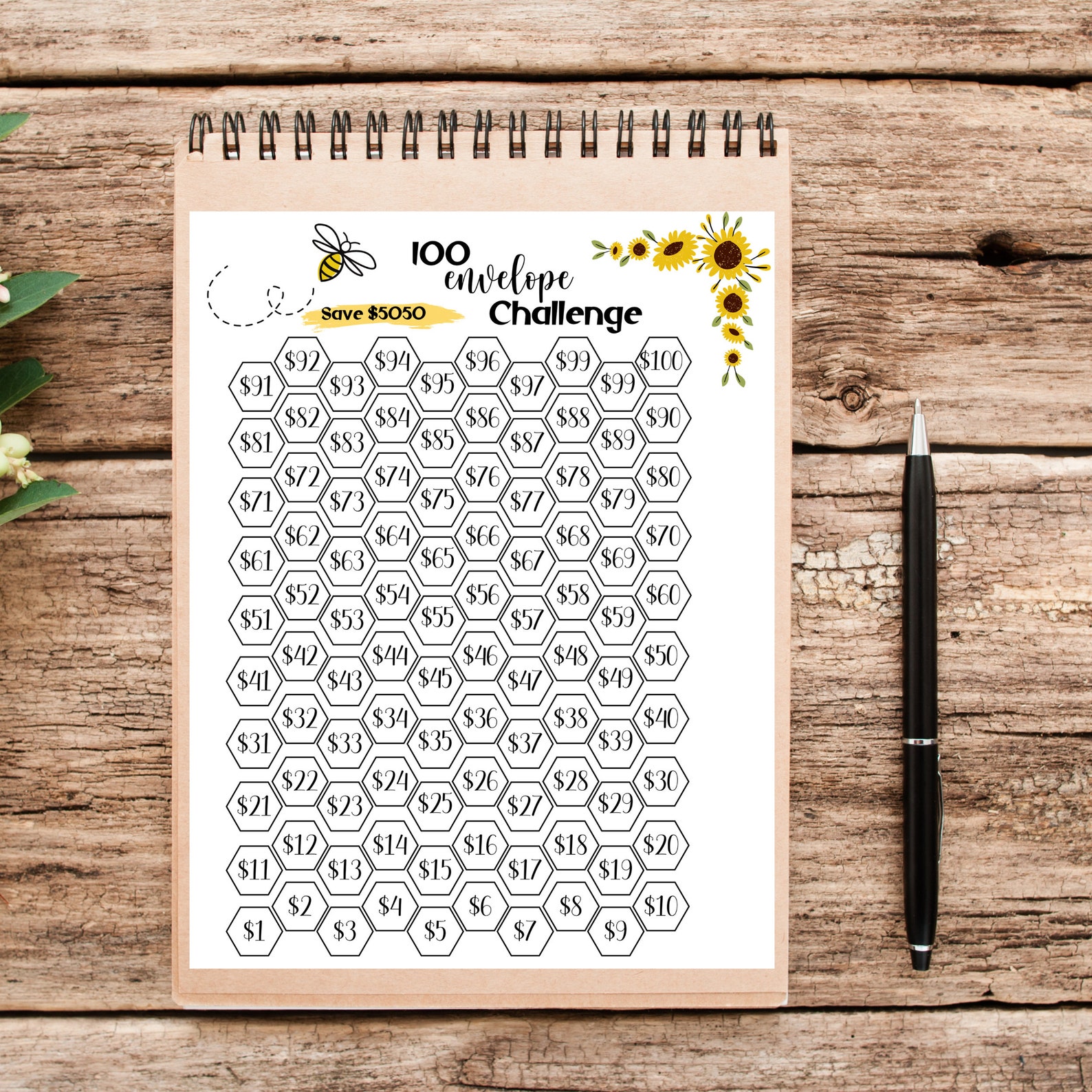 100 Envelope Challenge Tracker, Printable Savings Goal, Money Challenge ...