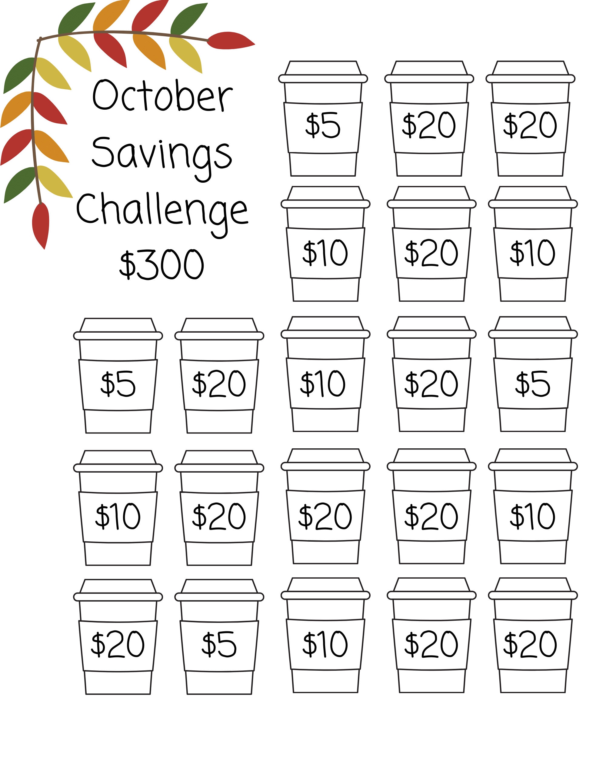 October Savings Challenge Bundle Fall Printable Savings - Etsy