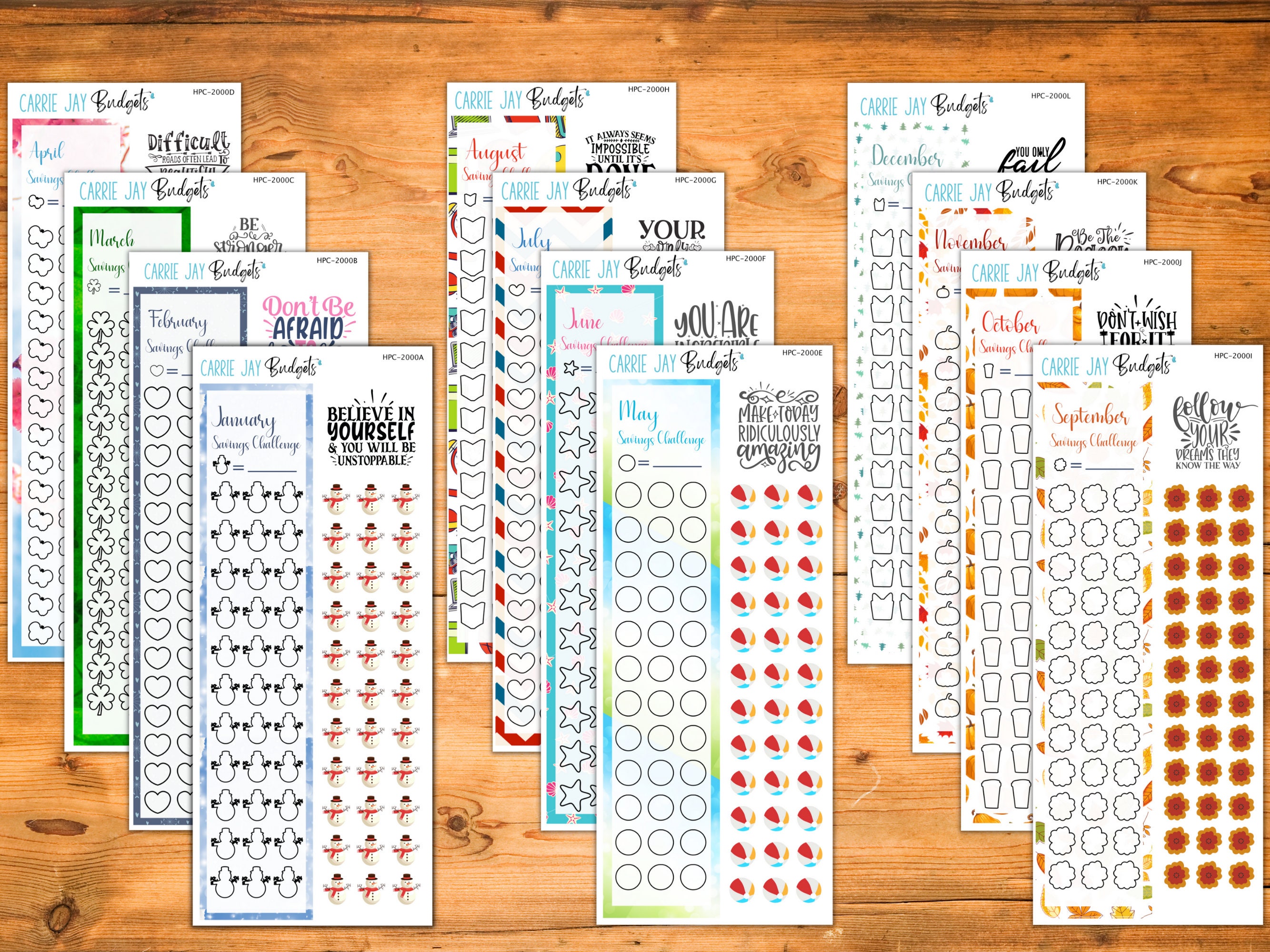 Planner Sticker Savings Challenge Full Sidebar 12 Months - Etsy