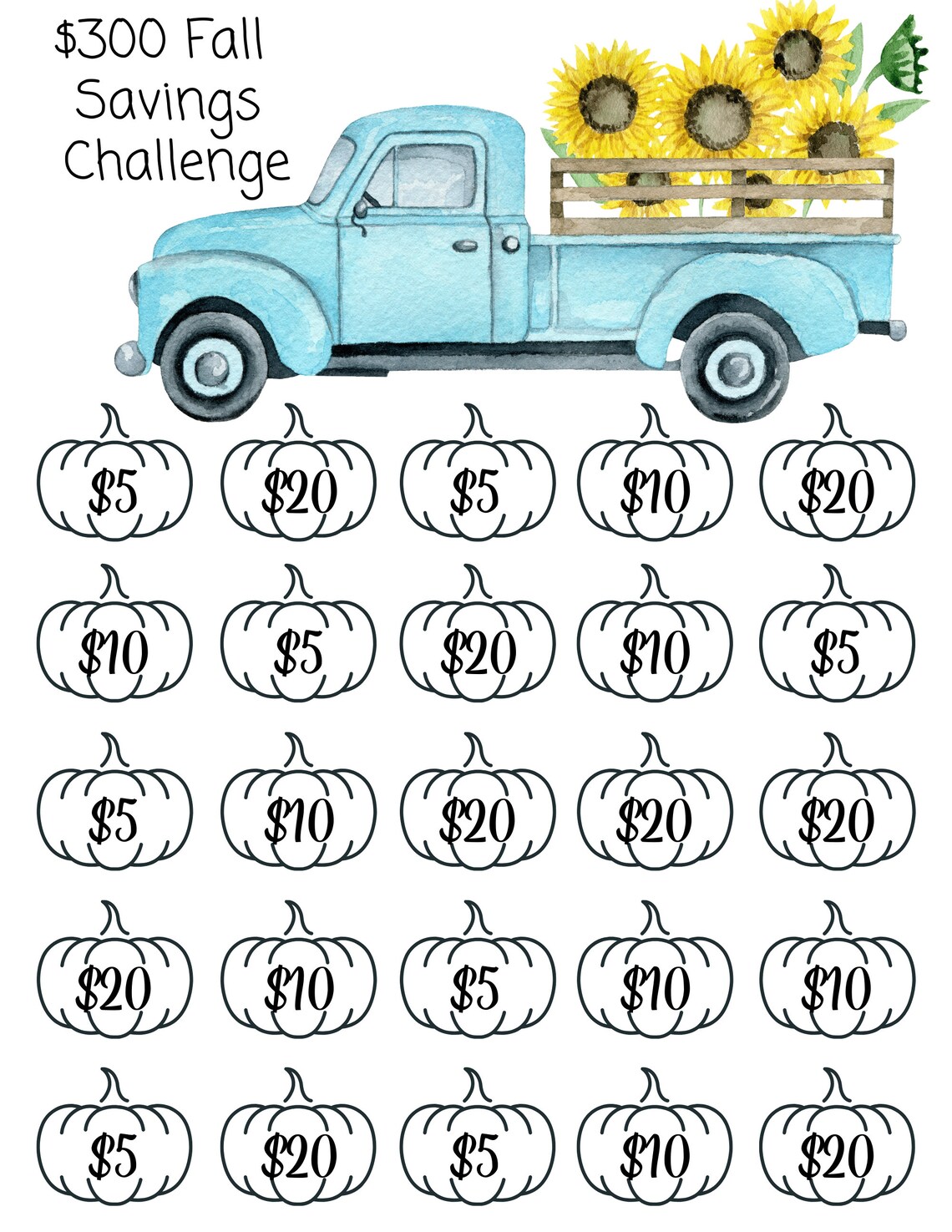 Fall Savings Challenge, Printable Savings Goal, Money Challenge, Budget ...
