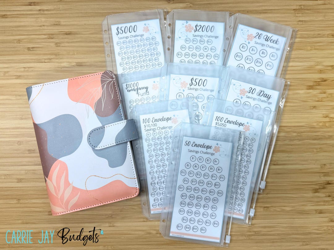 Floral Savings Challenge Starter Set With Lovely A6 Binder Set of 9 ...